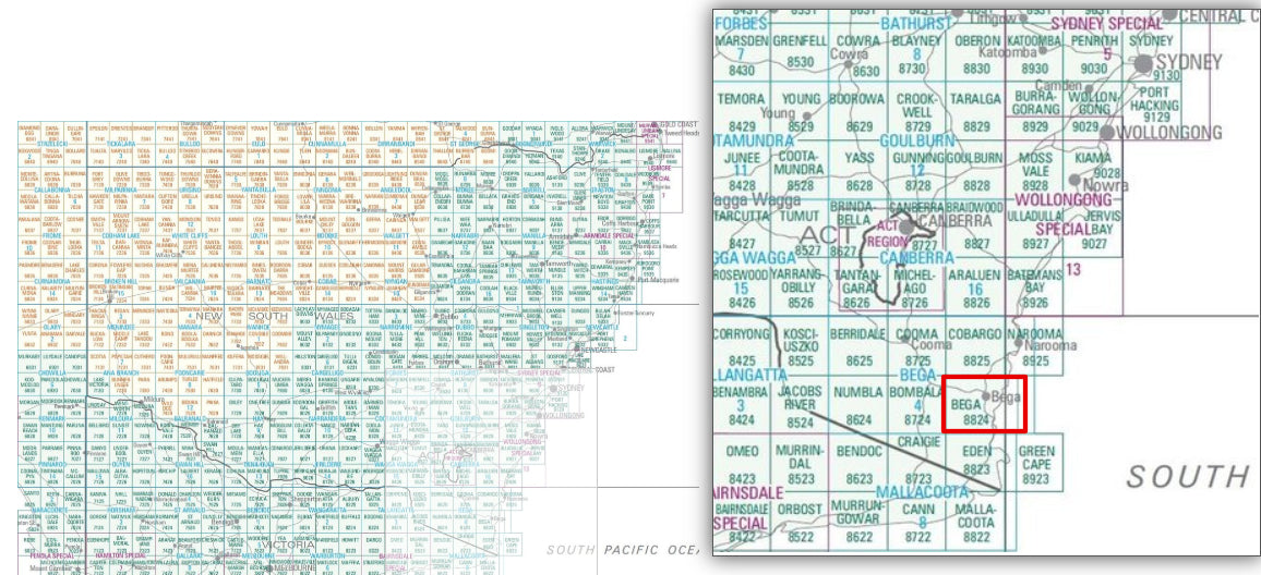 Bega 8824 1 100 000 Scale Topographic Map | Your Outdoor Store