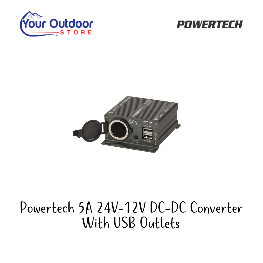 Powertech 5A 24V-12V DC-DC Converter with USB Charge | Your Outdoor Store